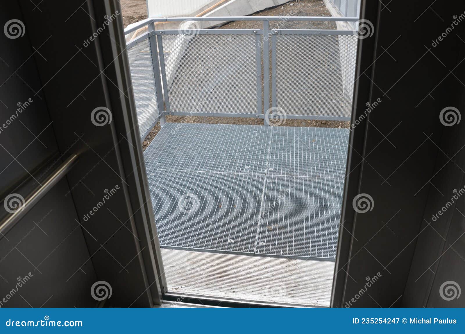 Exit from the Stainless Steel Elevator Car. the Elevator is Equipped ...