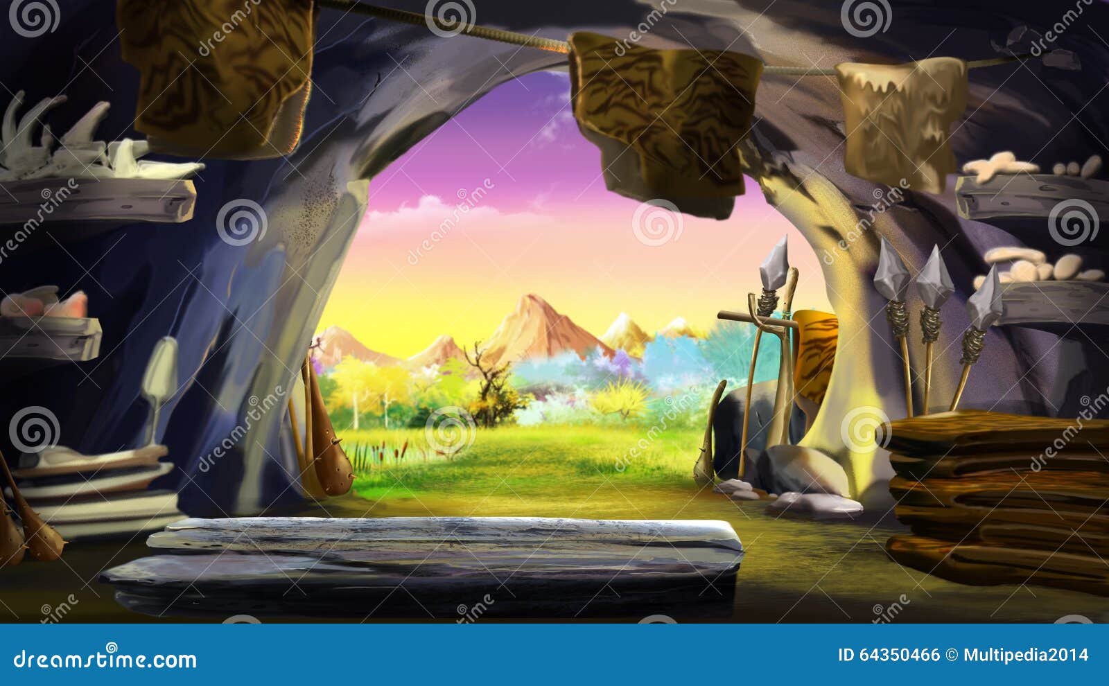 Exit from the stone cave. stock illustration. Illustration of drawing ...