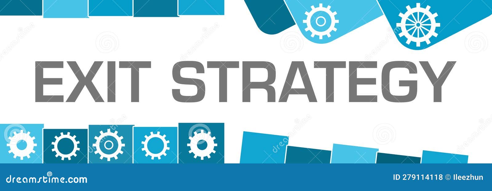 Exit Strategy Blue Random Shapes Gears Stock Illustration ...