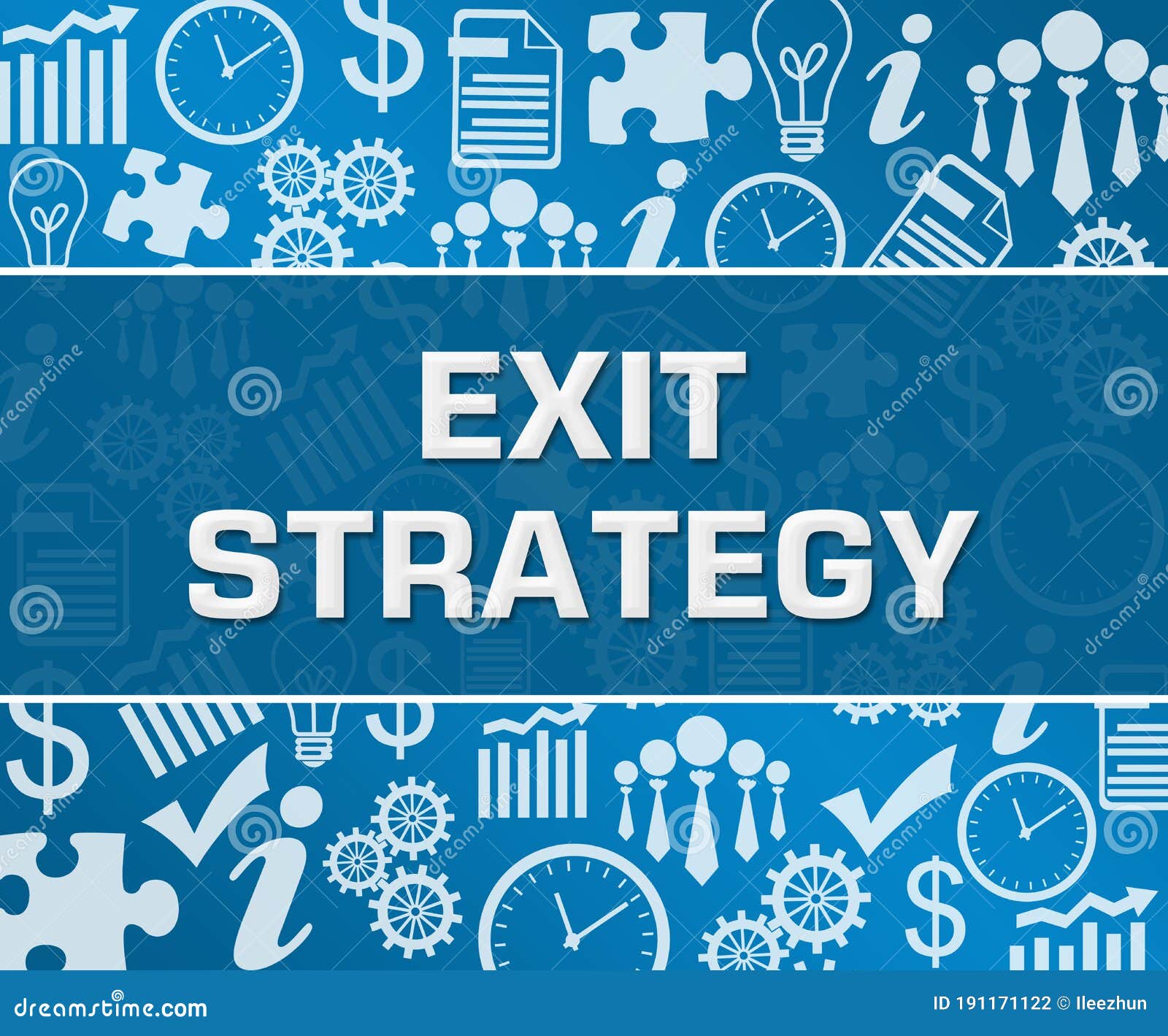 Exit Strategy Business Symbols Texture Blue Background Square Stock ...