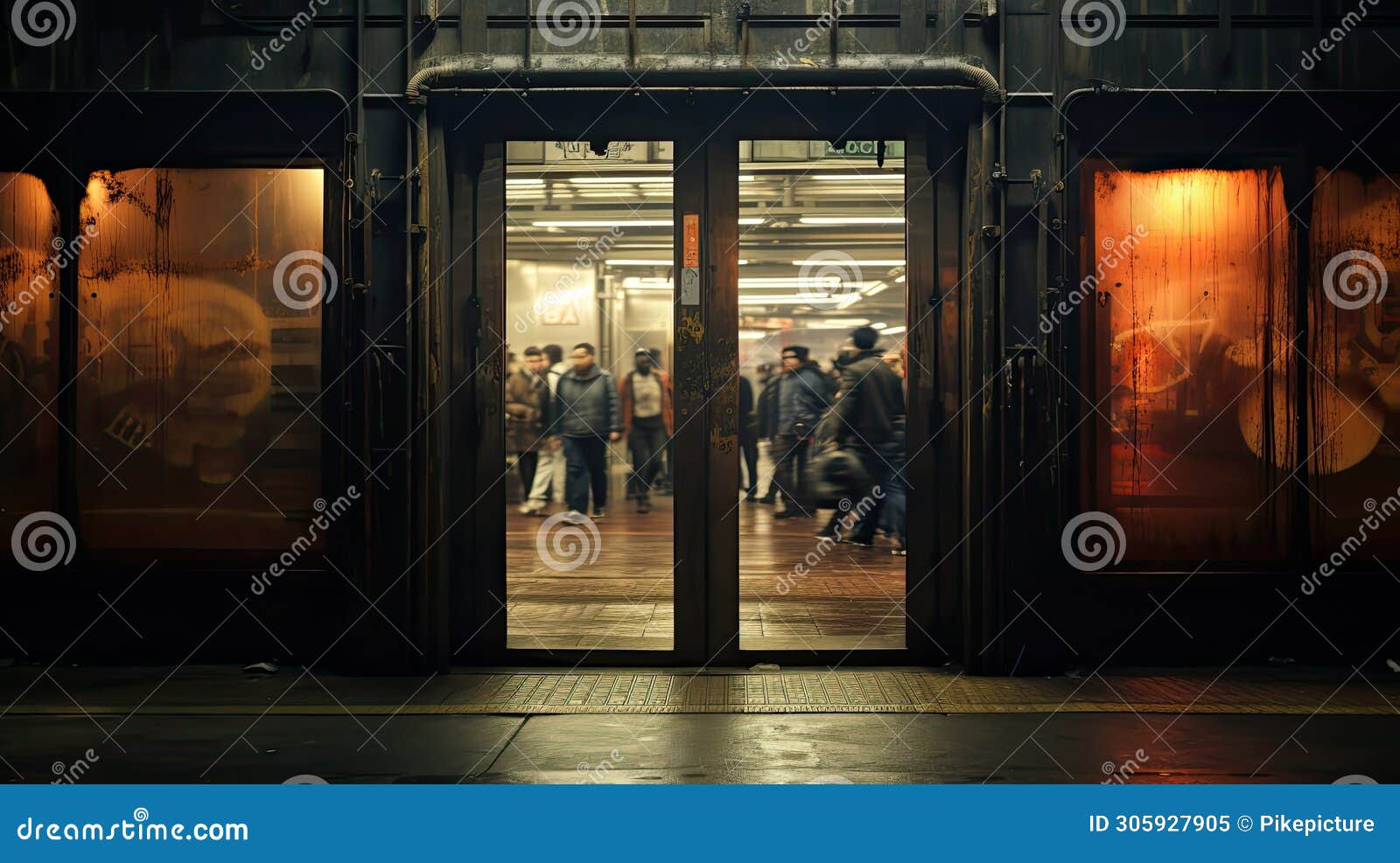 Exit subway door stock illustration. Illustration of sliding - 305927905