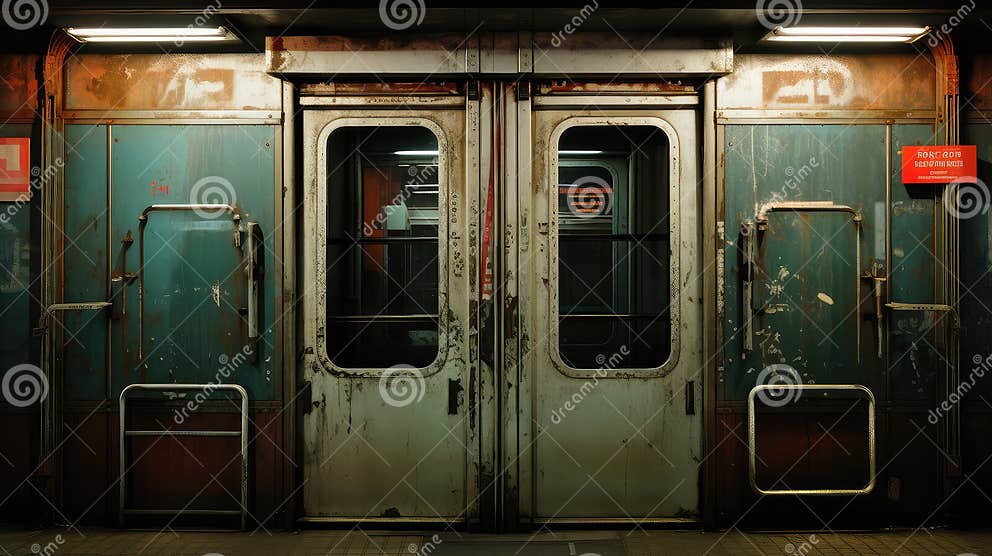 Exit subway doors stock illustration. Illustration of announcement ...