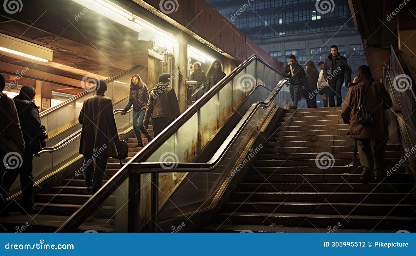 Exit subway stairs stock illustration. Illustration of passage - 305995512