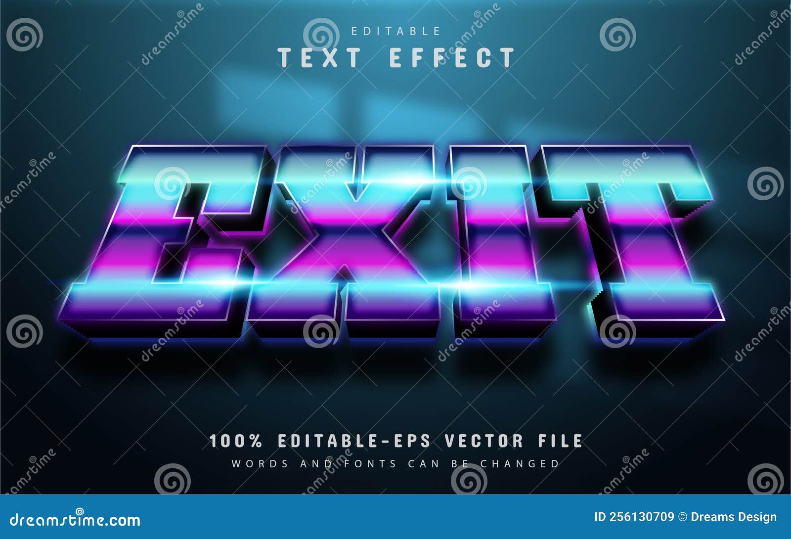 Exit Text, 3d Neon Style Text Effect Stock Vector - Illustration of ...