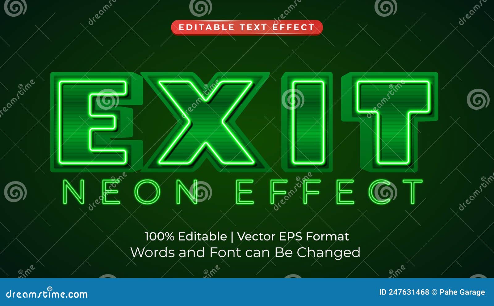Exit Text Effect Neon Style Vector Stock Vector - Illustration of ...