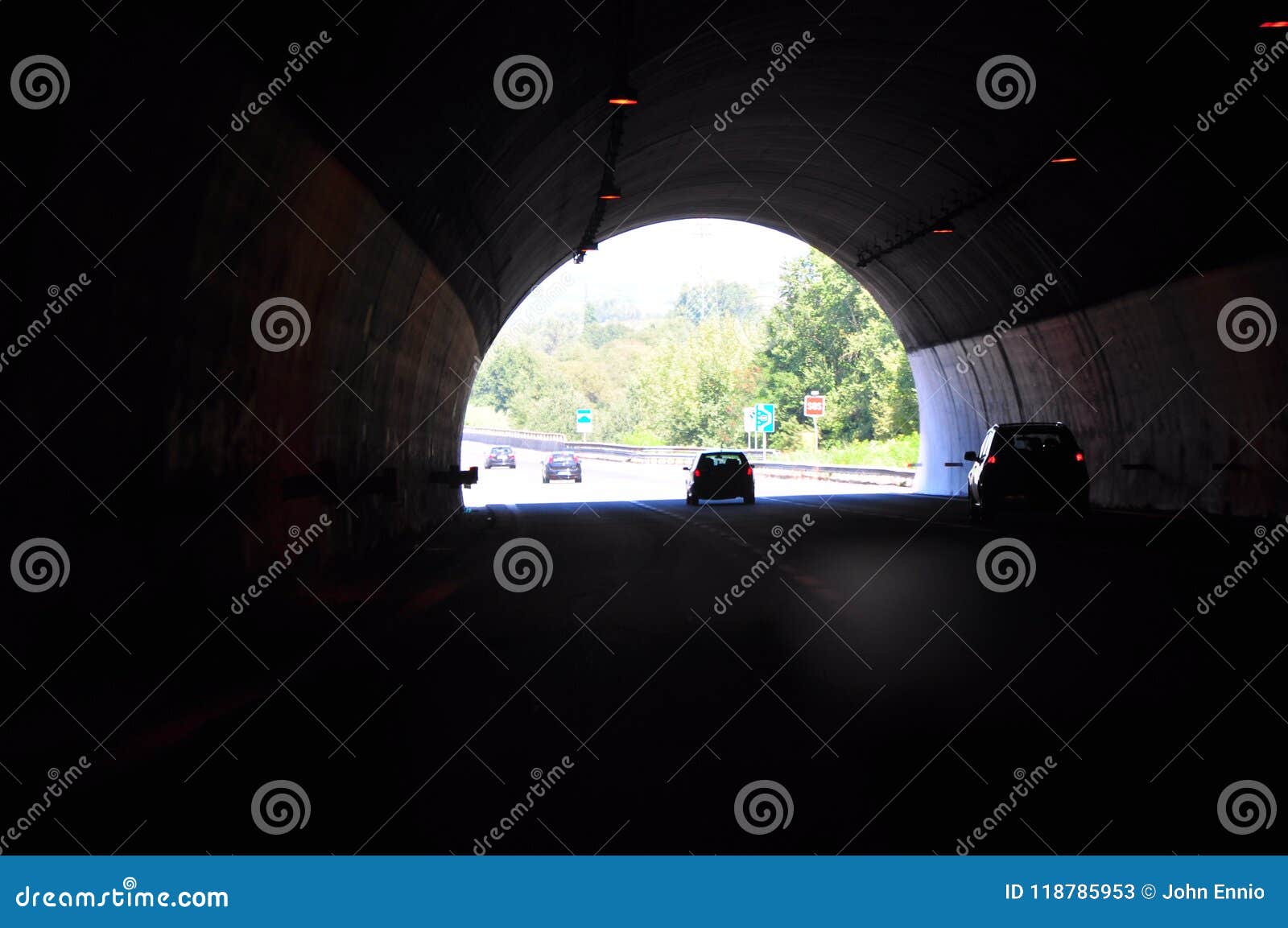 At the Exit of a Tunnel Along the Highway in the Direction of Florence ...