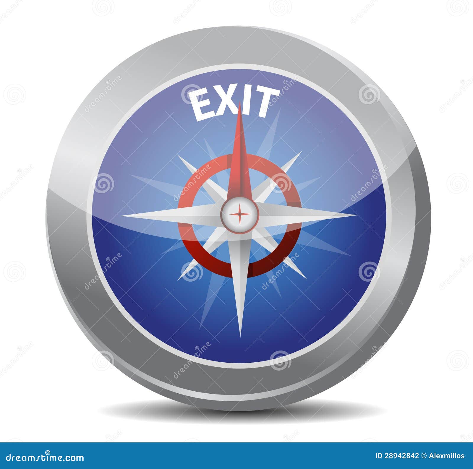 Exit the Way Indicated by Compass Stock Illustration - Illustration of ...