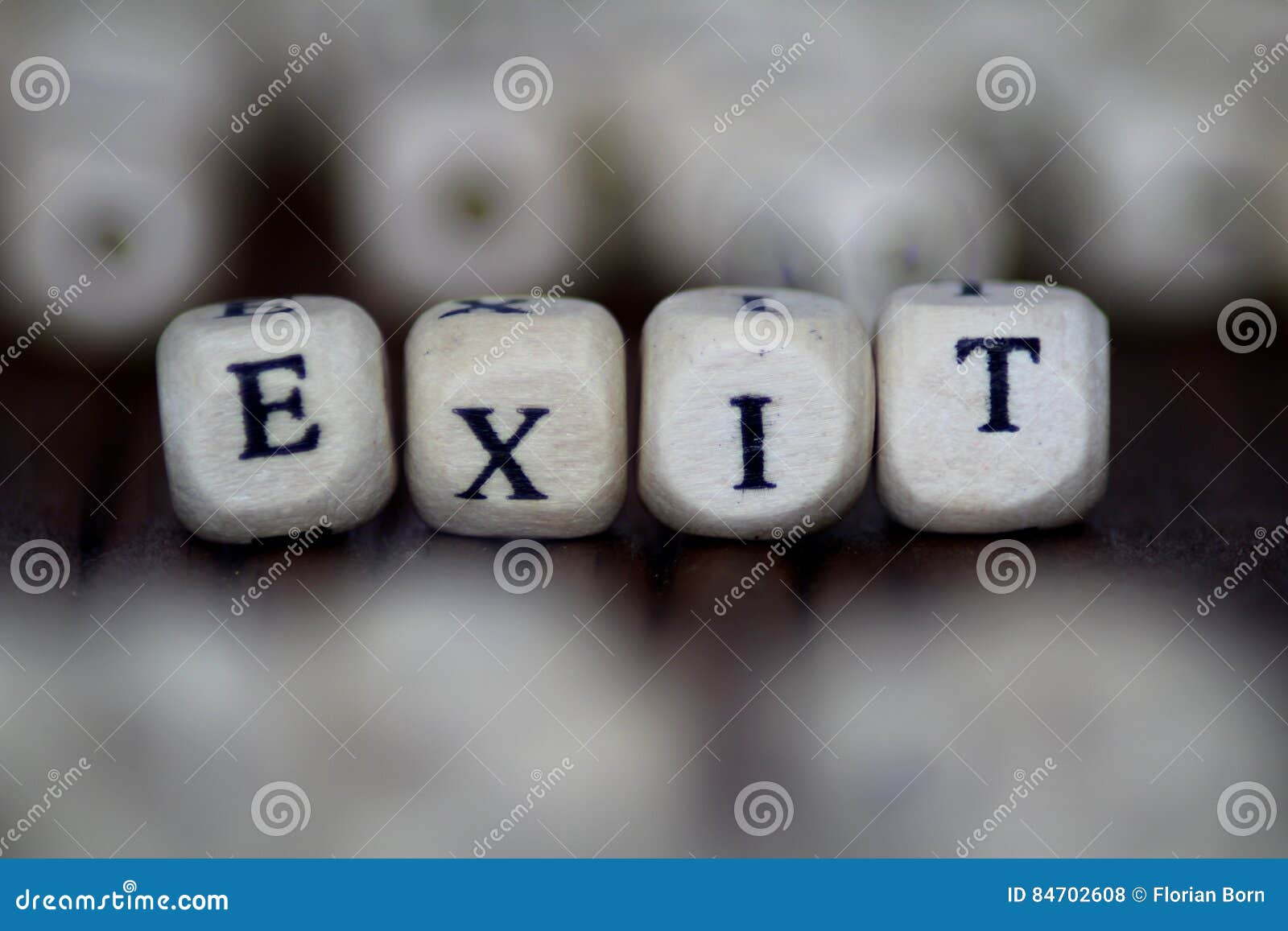 Exit Word Written on Wood Cube Stock Photo - Image of emergency, stair ...