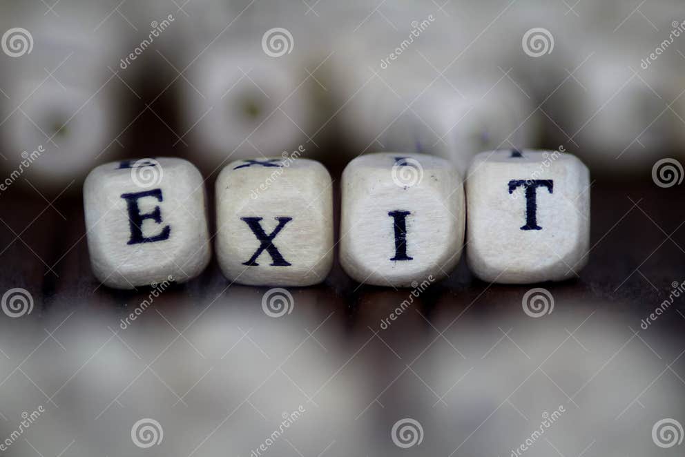 Exit Word Written on Wood Cube Stock Photo - Image of emergency, stair ...
