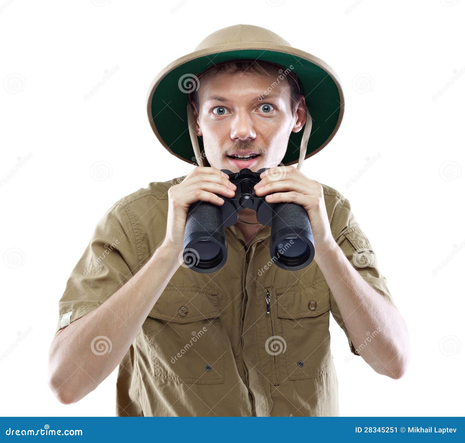 Exited Explorer Holding Binoculars Stock Image - Image of binoculars ...