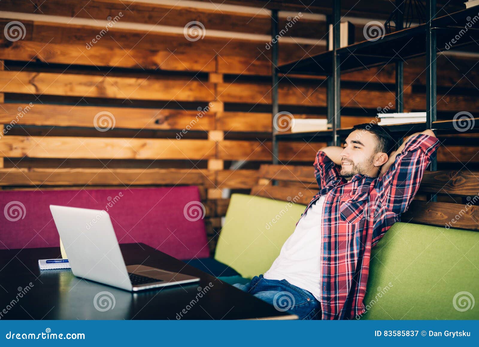 Exited Young Man at Work in Office Stock Image - Image of blur ...