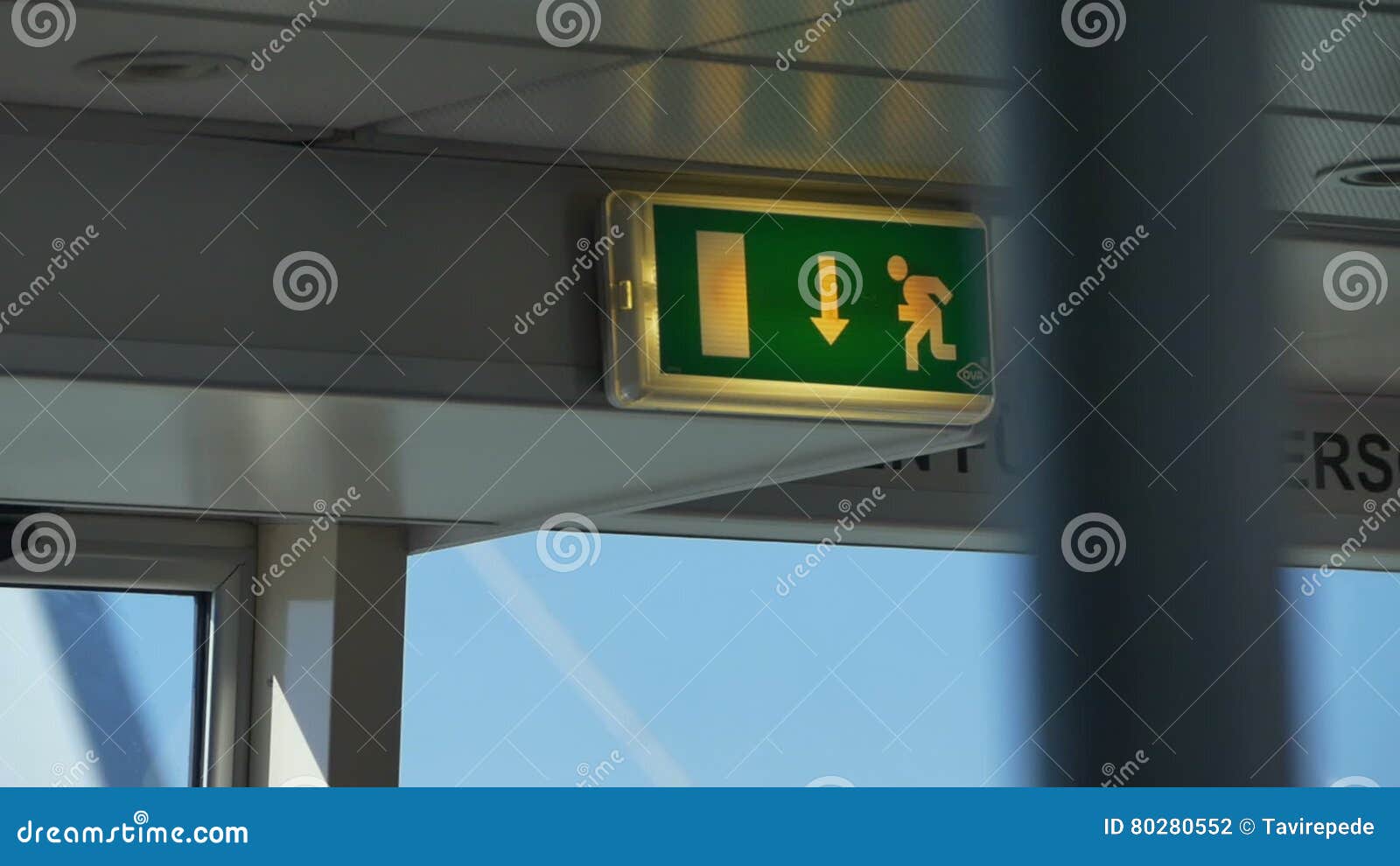 Exiting Sign on Ship stock footage. Video of danger, light - 80280552