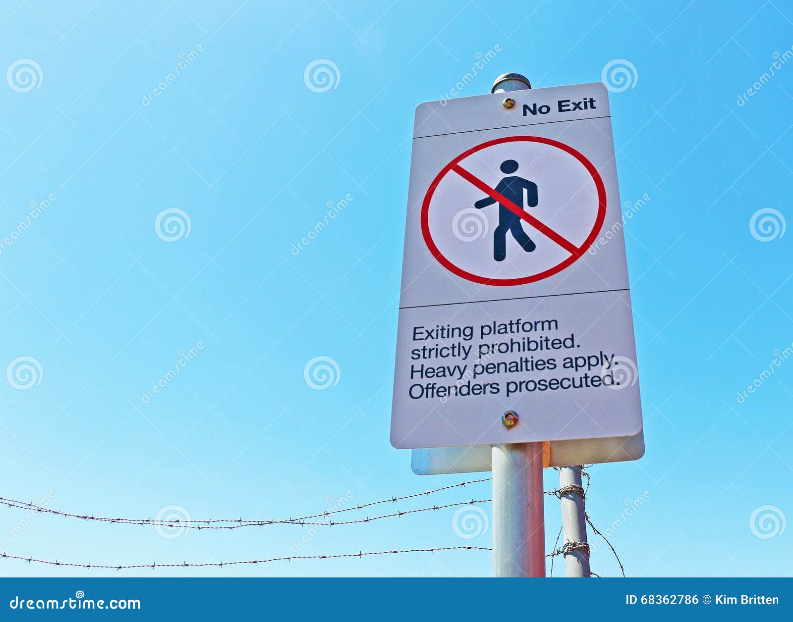 Exiting Train Platform Strictly Prohibited Sign Stock Photo - Image of ...
