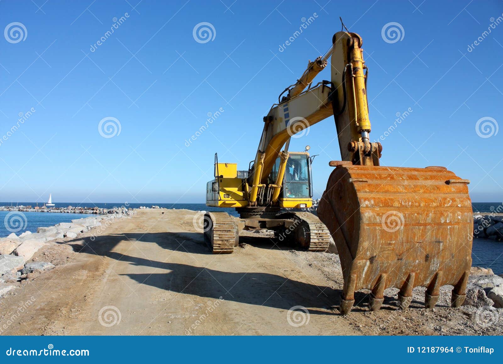 Exkavator stockfoto. Bild von blau, konstruieren, maschine - 12187964