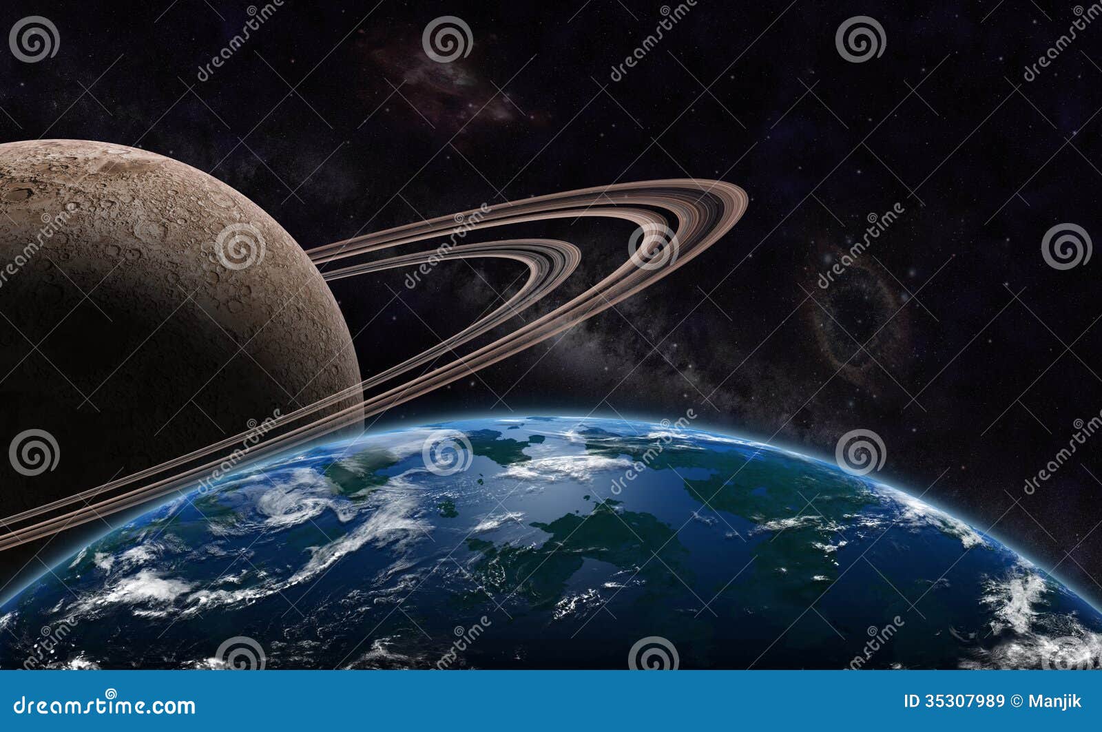 Exoplanet and exomoon stock illustration. Illustration of fantastic ...
