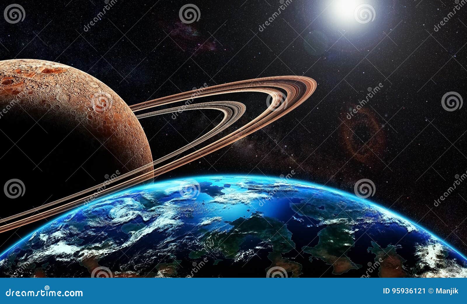 Exoplanet and exomoon stock illustration. Illustration of fiction ...