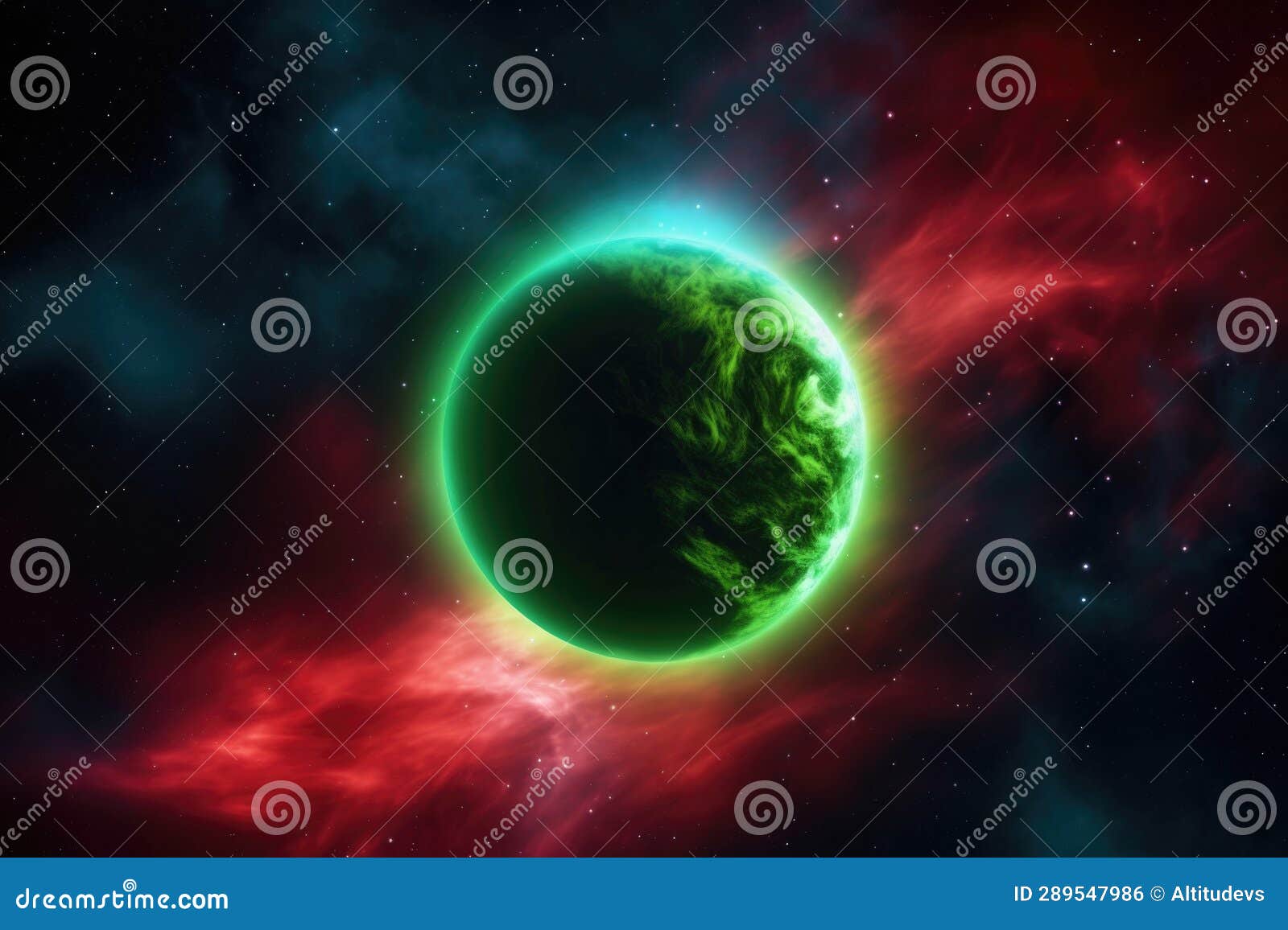 Exoplanet with Glowing Auroras Captured through a Telescope Stock ...