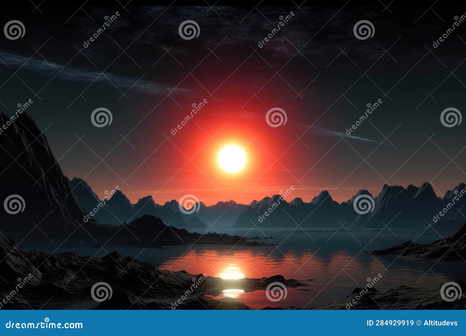 Exoplanet with Ring System Visible through Telescope Stock Illustration ...