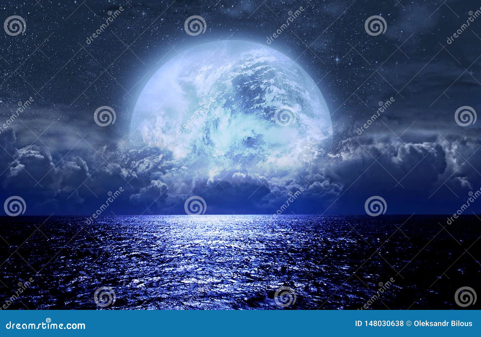 Exoplanet in Rise Above Ocean. Stock Photo - Image of design, astrology ...