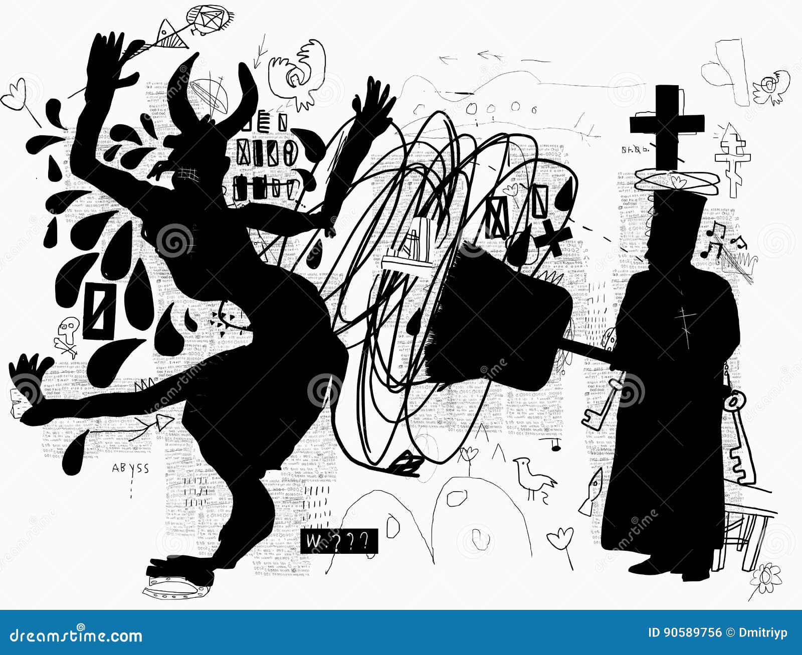 Exorcism ilustración del vector. Ilustración de escapar - 90589756