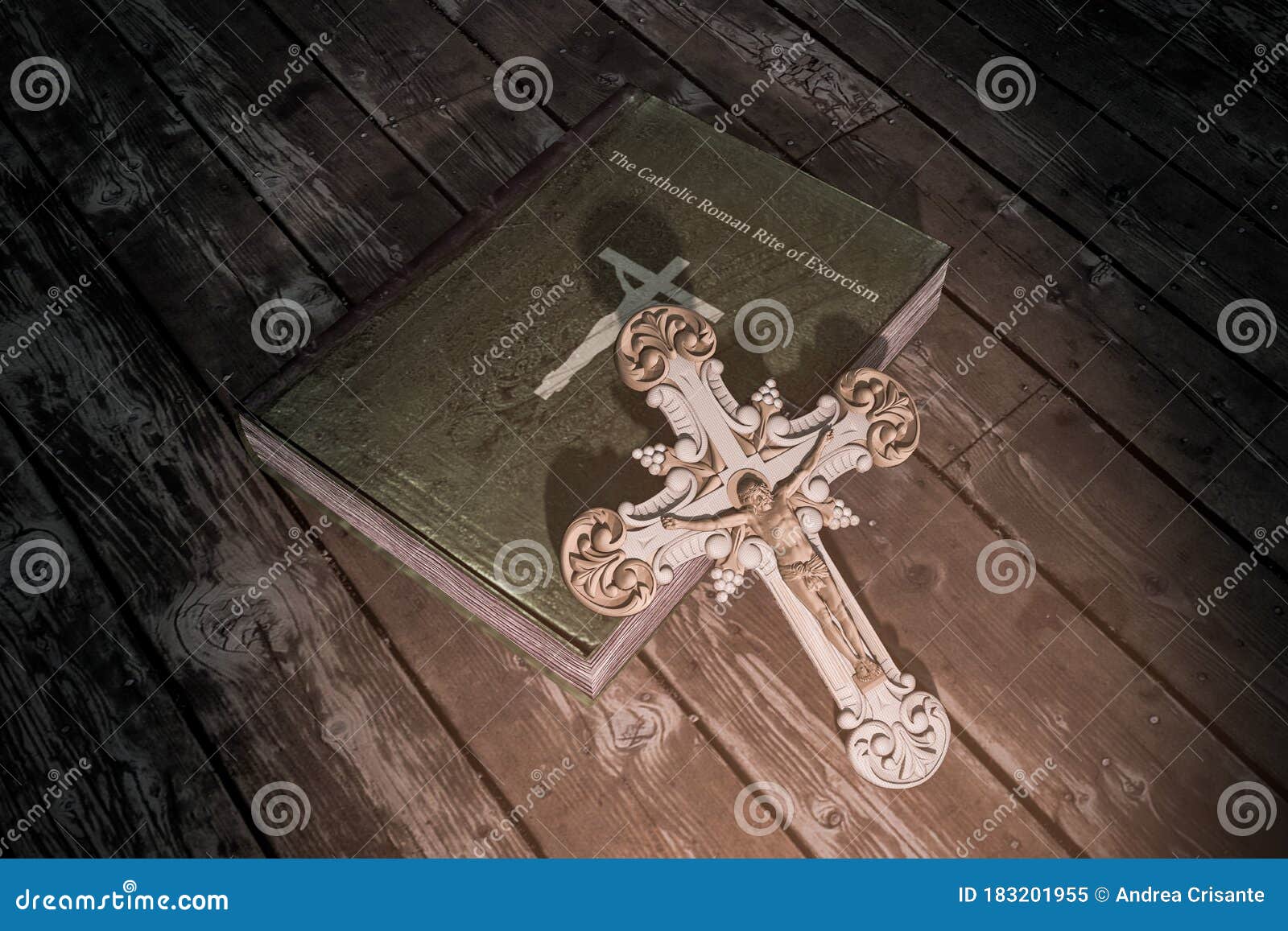 Exorcism Book on Wooden Floor Stock Image - Image of page, paper: 183201955