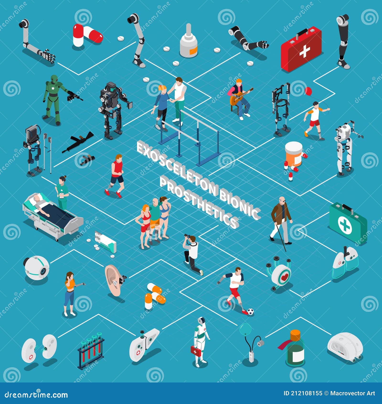 Exoskeleton Isometric Background Vector Illustration | CartoonDealer ...