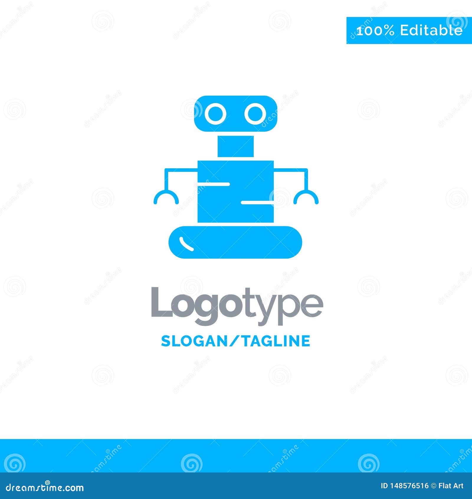 Exoskeleton, Robot, Space Blue Solid Logo Template. Place for Tagline ...