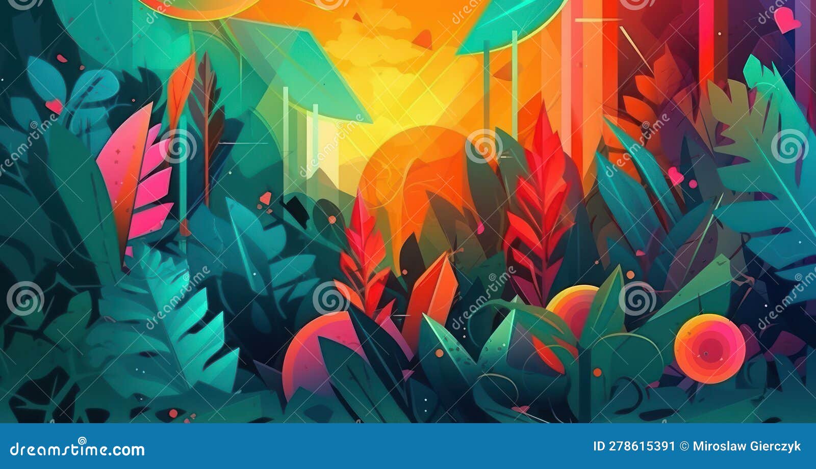 Exotic Abstract Background Inspired by the Jungle Stock Illustration ...