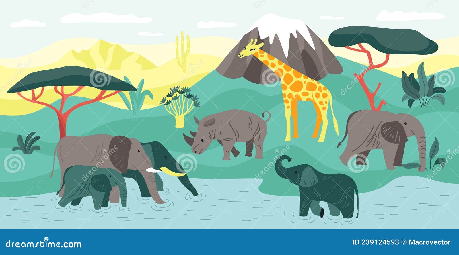 Exotic Animals Landscape Composition Stock Vector - Illustration of ... Exotic Animals Landscape Composition Stock Vector - Illustration of ...