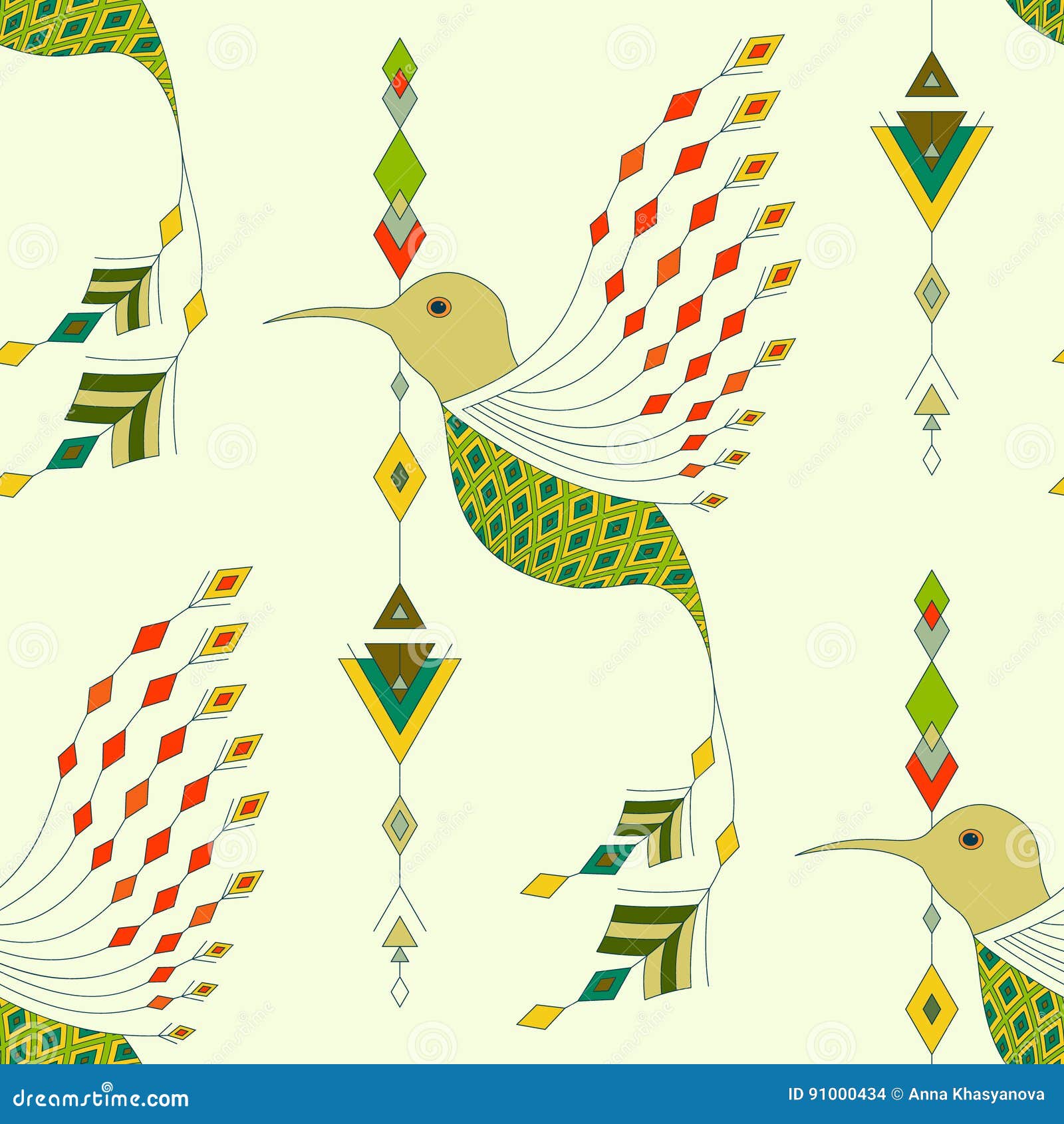 Exotic Aztec Birds Seamless Pattern. Geometric Abstract Tribal Style ...