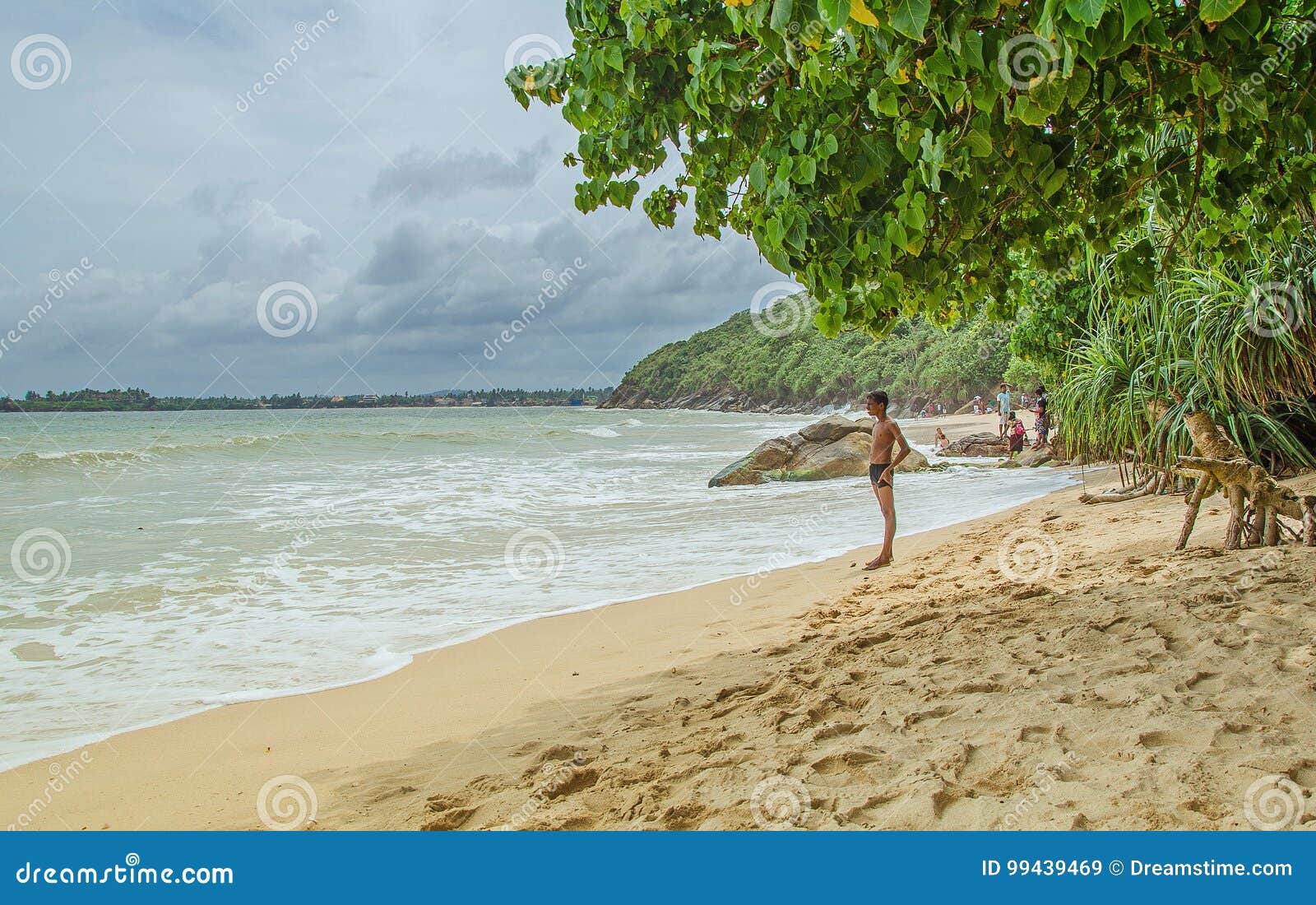 An Exotic Beach with the Greenery Editorial Stock Image - Image of surf ...