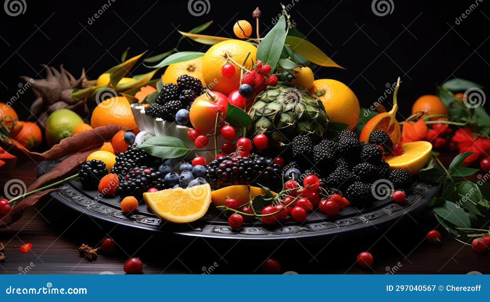 Exotic berries and fruits stock image. Image of group - 297040567