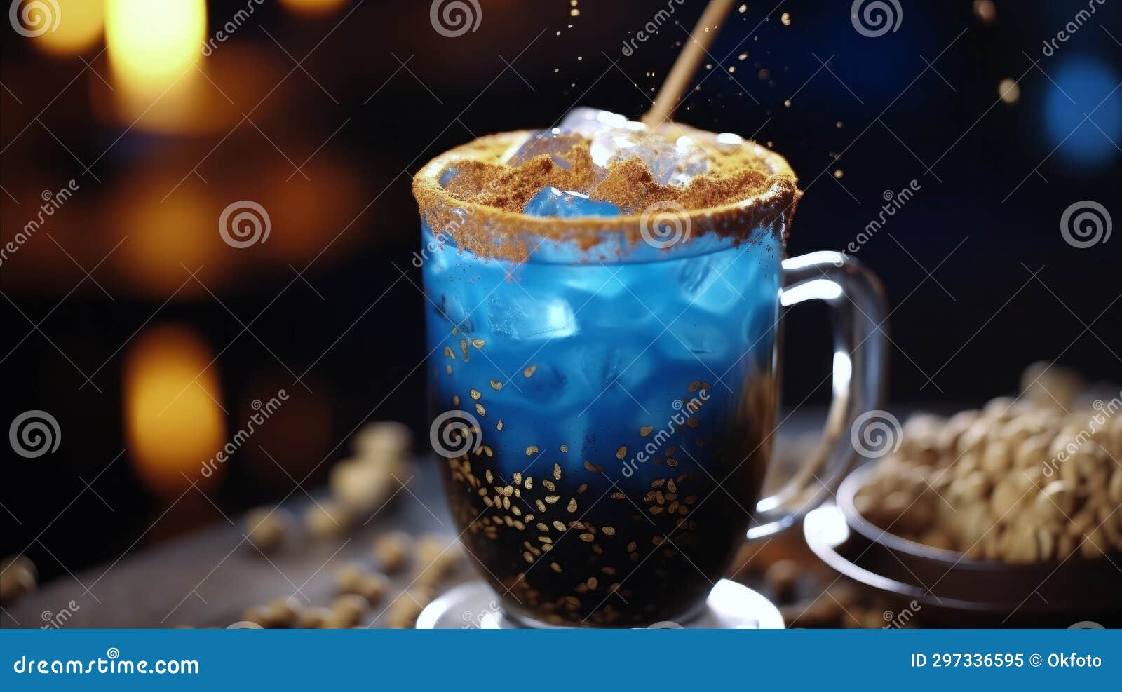 Exotic Blue Chocolate Cocktail Sweet Tapioca Balls Bubble Tea. Stock ...