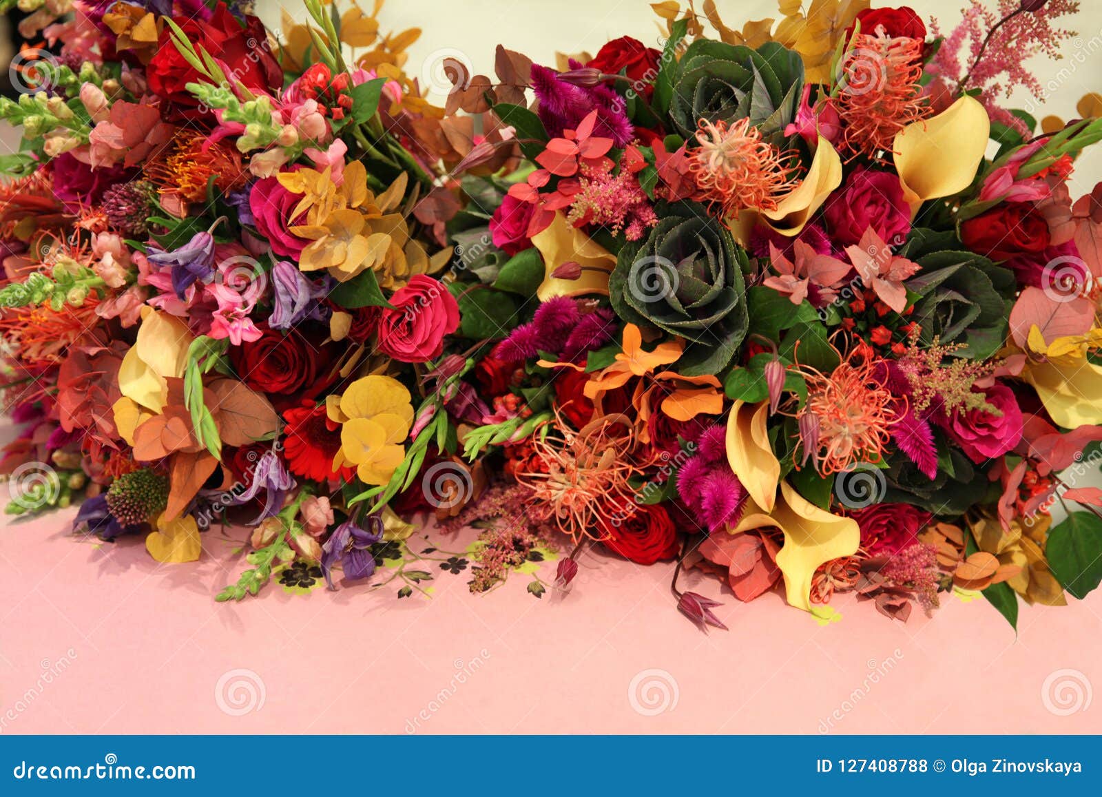 Exotic Bouquet of Autumn Flowers Stock Photo - Image of orange, pink ...