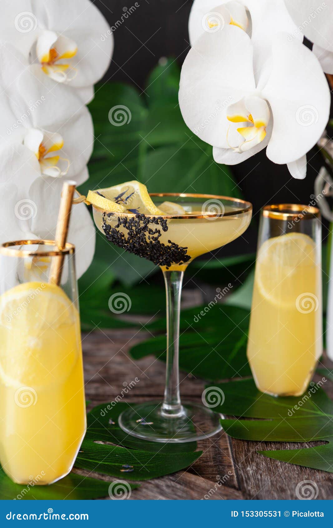 Exotic Cocktail with Orchids Stock Image - Image of happy, refreshment ...
