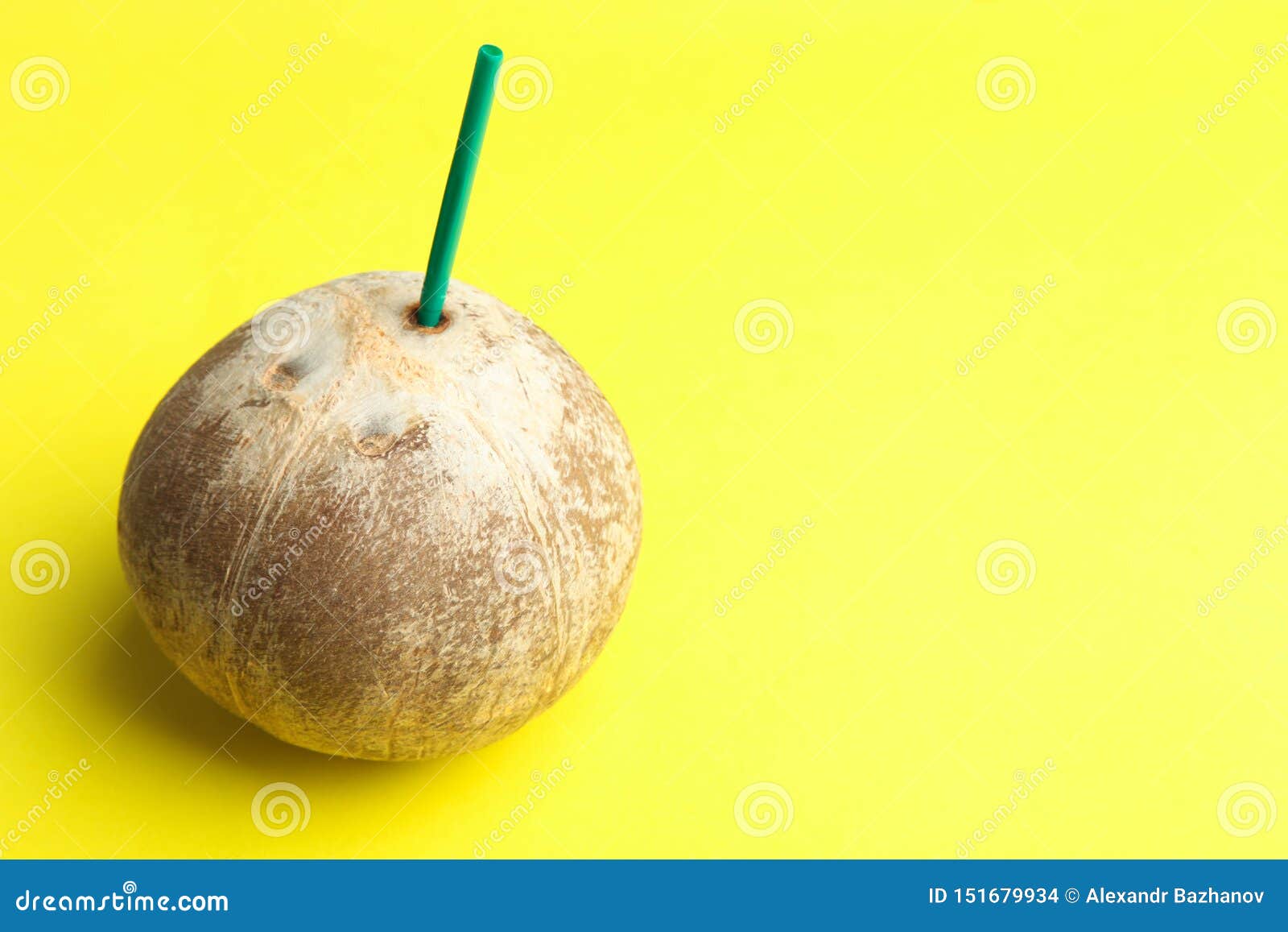 Exotic coconut with straw stock photo. Image of bright - 151679934