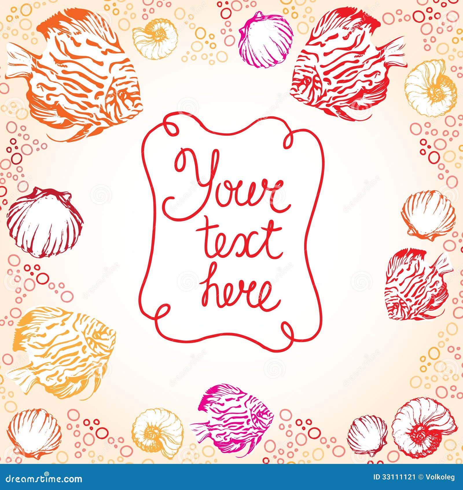 Exotic Coral Fishes and Shells Illustration Frame Stock Illustration ...