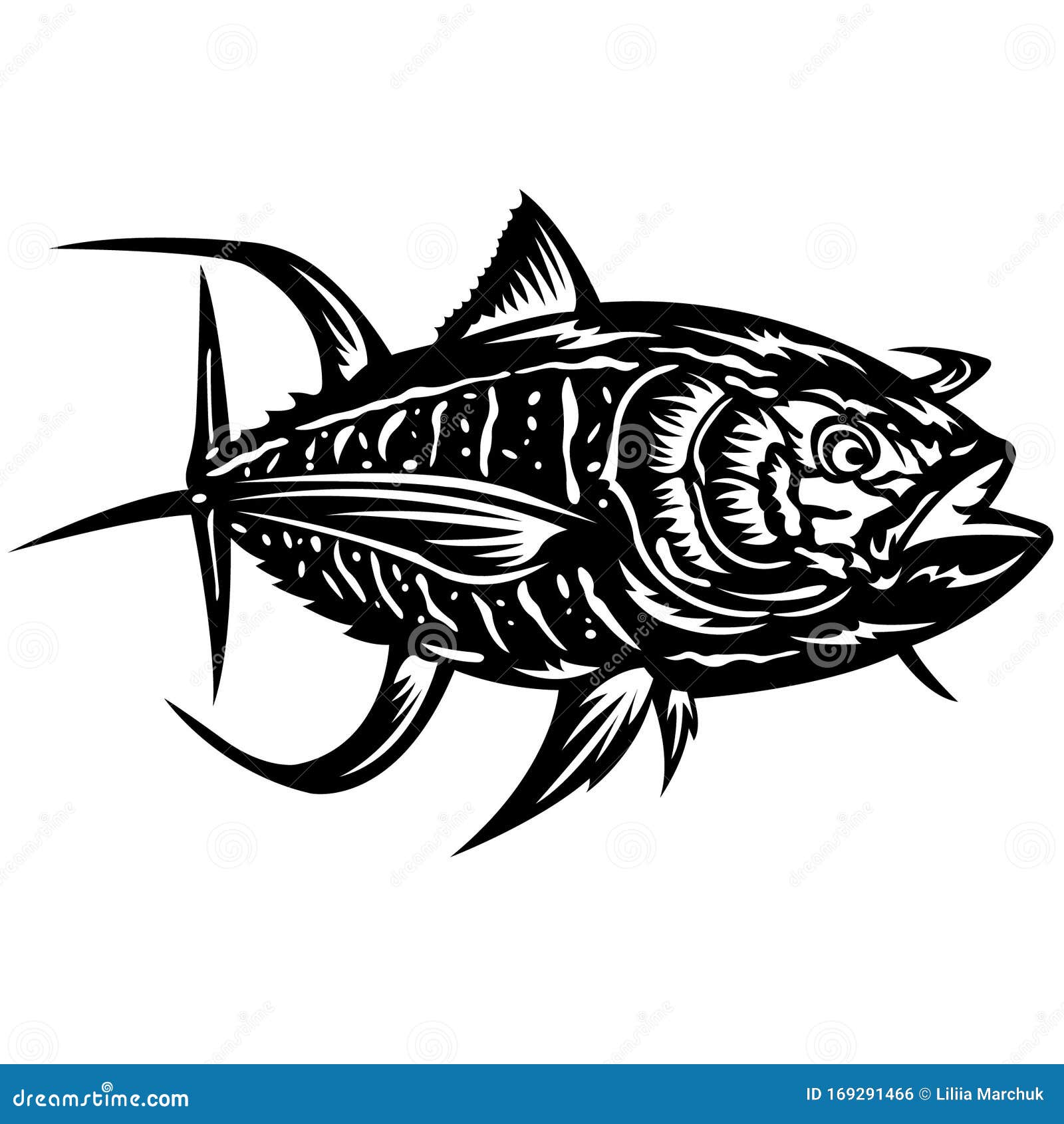 Exotic, Decorative Big Fish. Emblems For T-shirts, Logo Or Tattoo With ...