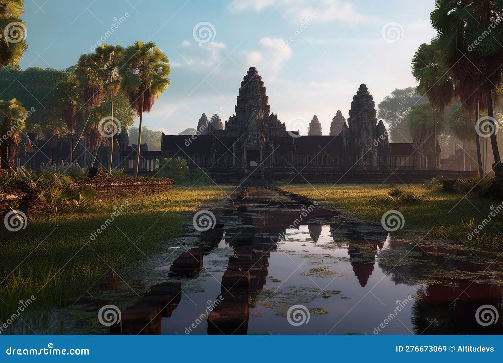 Exotic Destination, with View of Ancient Ruins and Temple in the ...