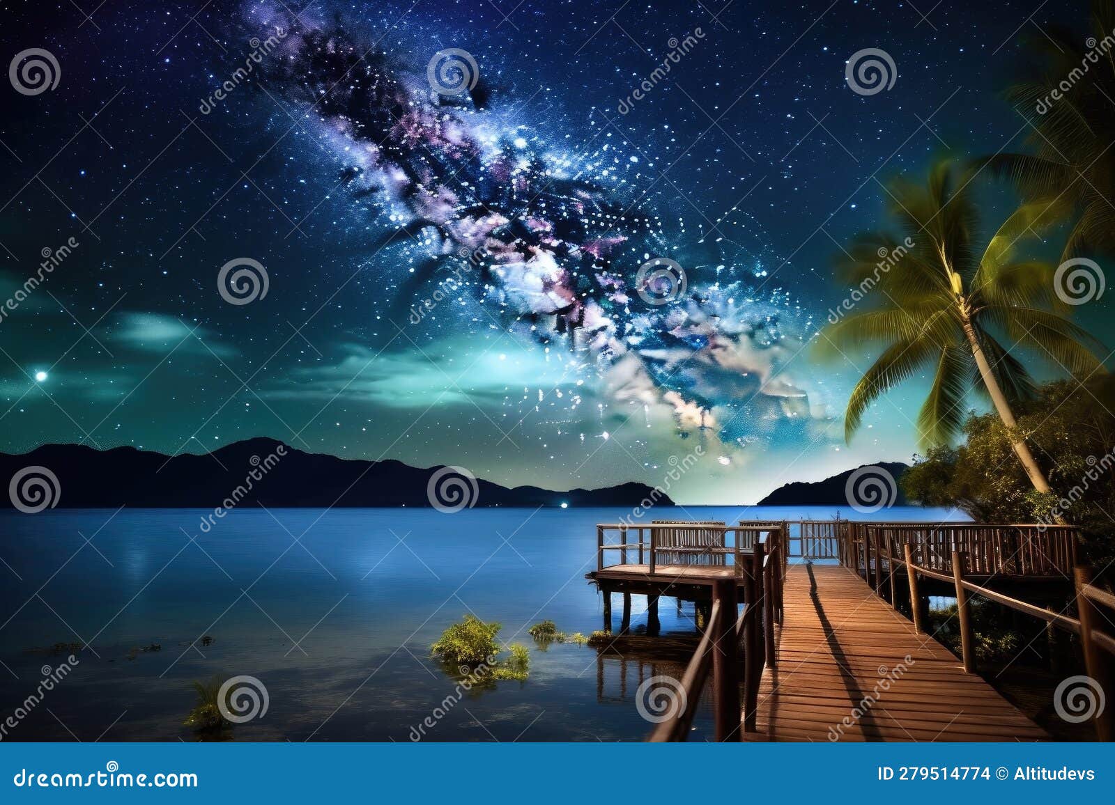 Exotic Destination with a View of the Night Sky, Stars Shining Brightly ...