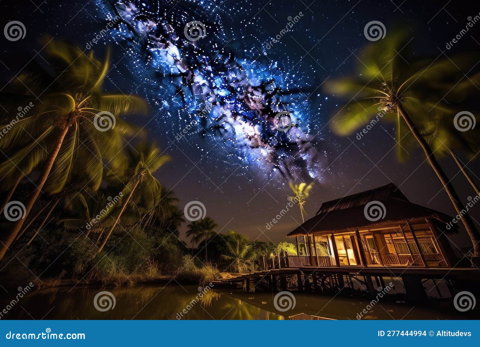 Exotic Destination, with View of the Night Sky and Stars Shining ...