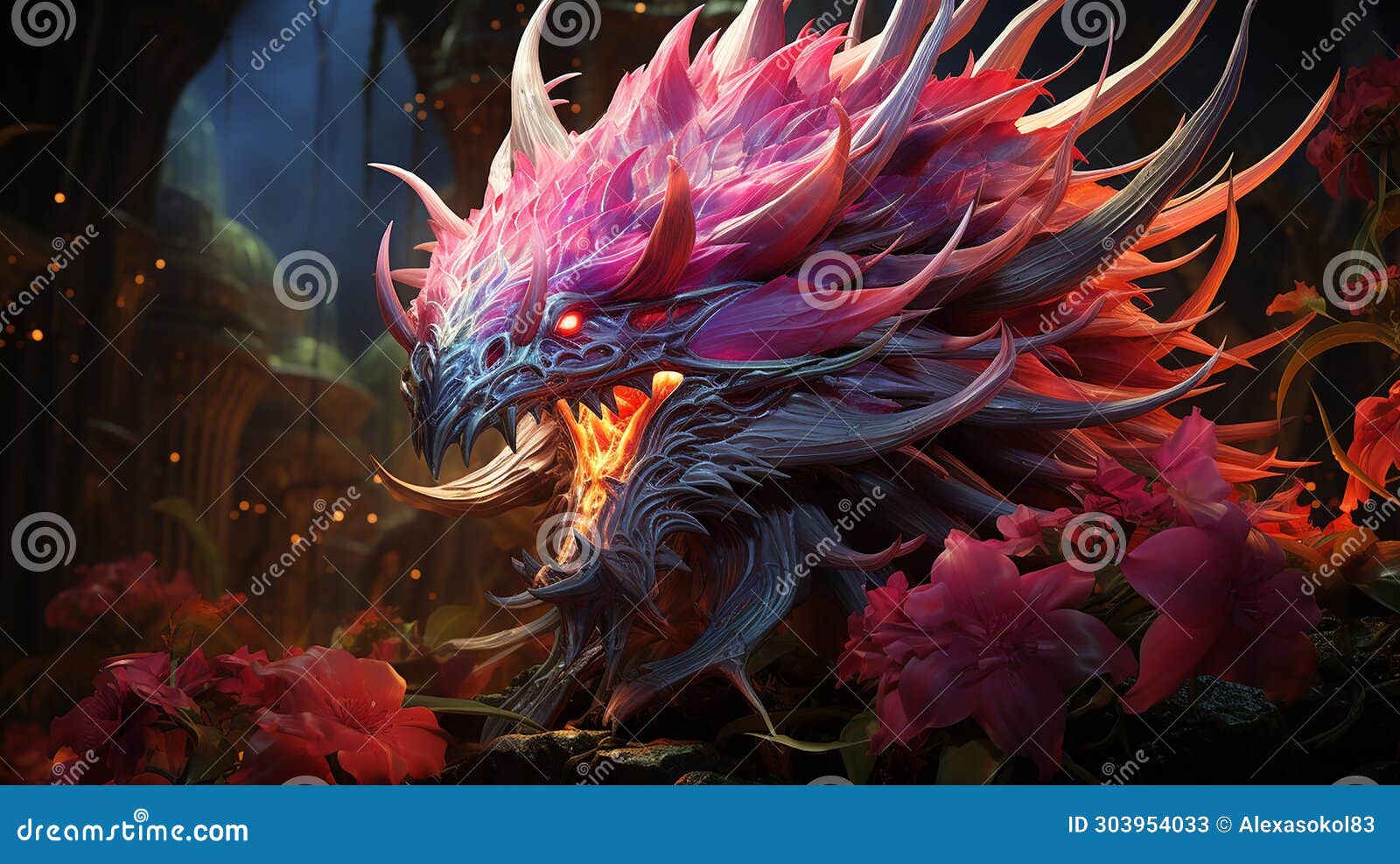 Exotic dragon Fantasy art stock illustration. Illustration of exotic ...