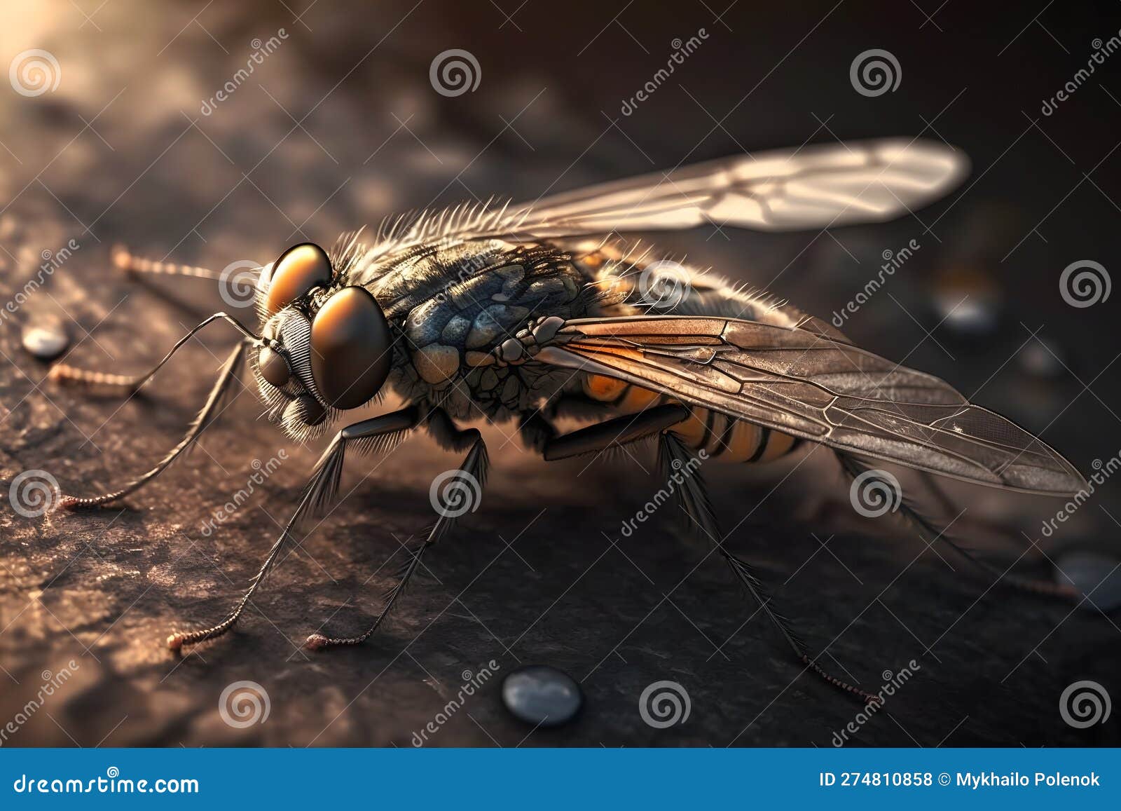 Exotic Drosophila Fruit Fly Diptera Closeup. Neural Network AI ...
