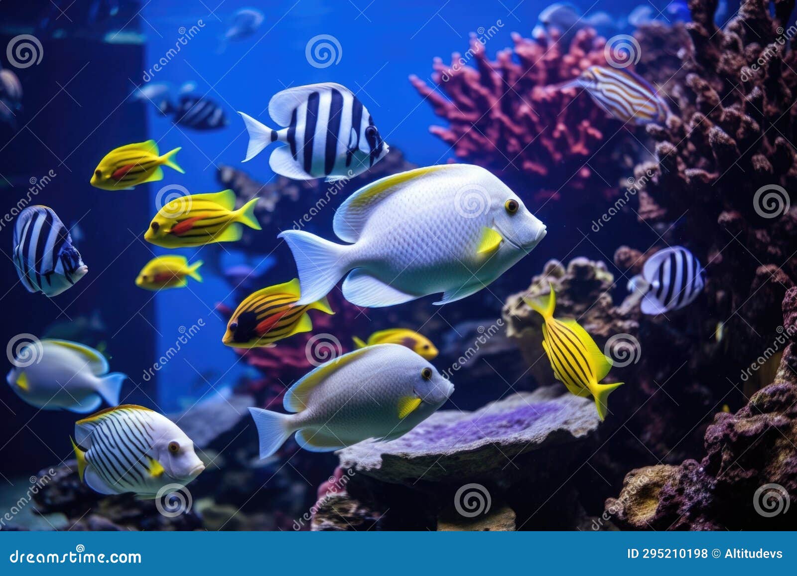 Exotic Fish Swimming Together in an Aquarium Stock Photo - Image of ...