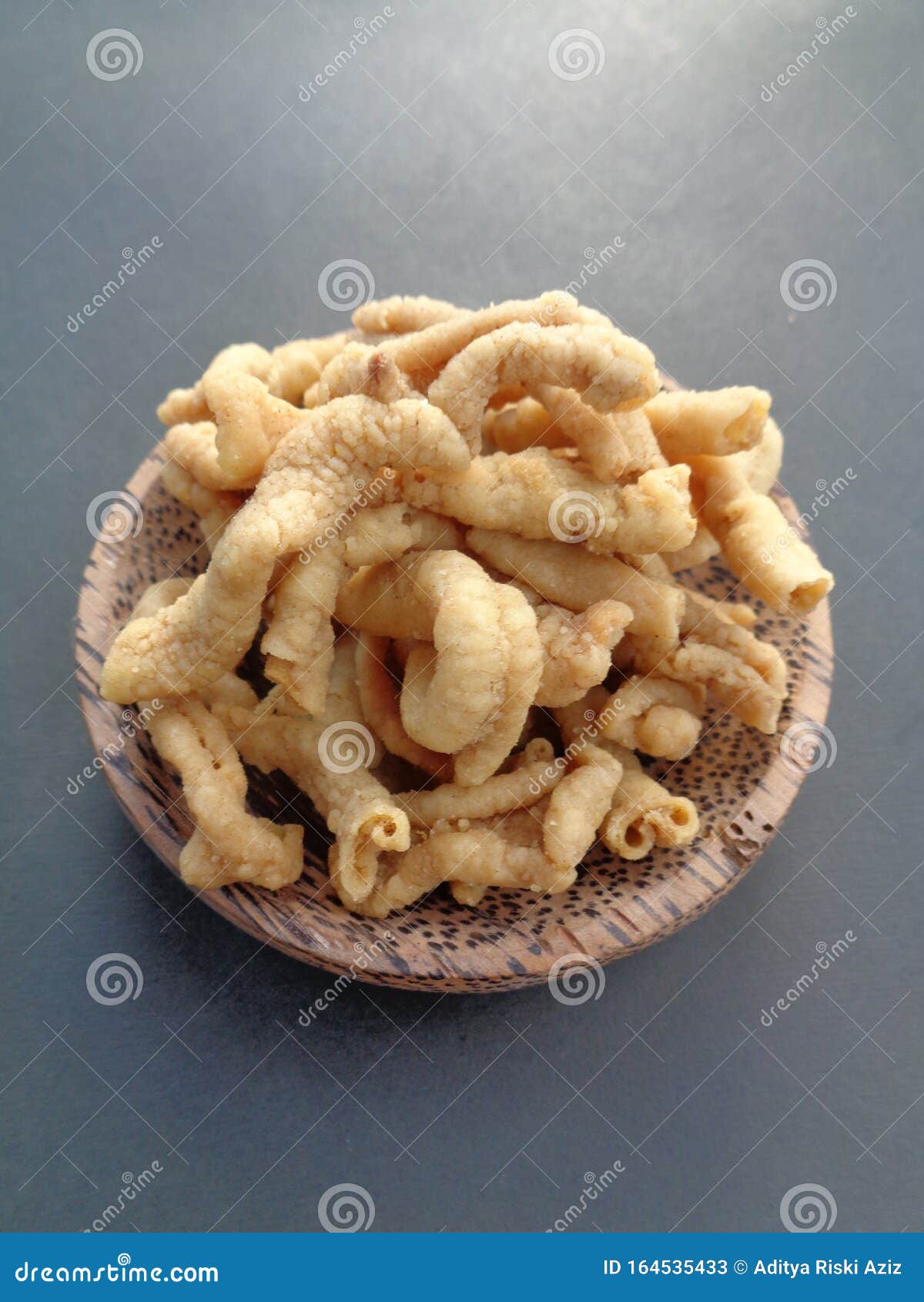 Close Up View Of Kripik Keripik Usus Ayam Or Gut Chicken Fried Snack