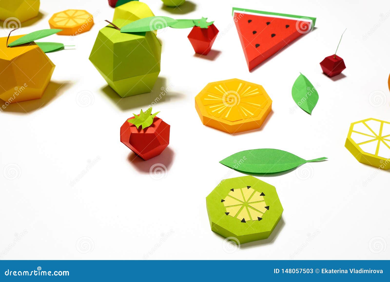 Exotic Fruit Made of Paper on White Background Stock Image - Image of ...