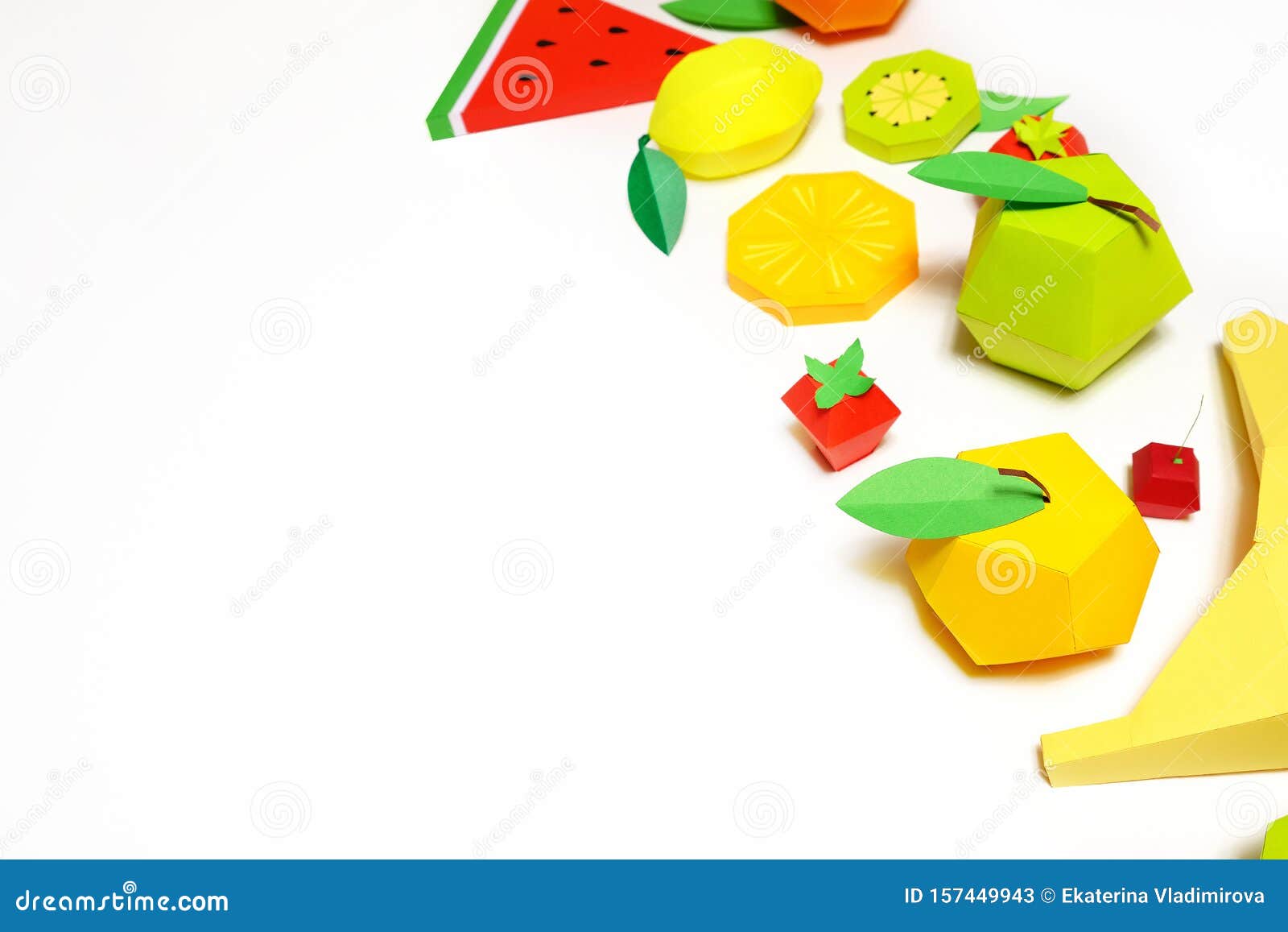 Exotic Fruit Made of Paper on White Background Stock Image - Image of ...