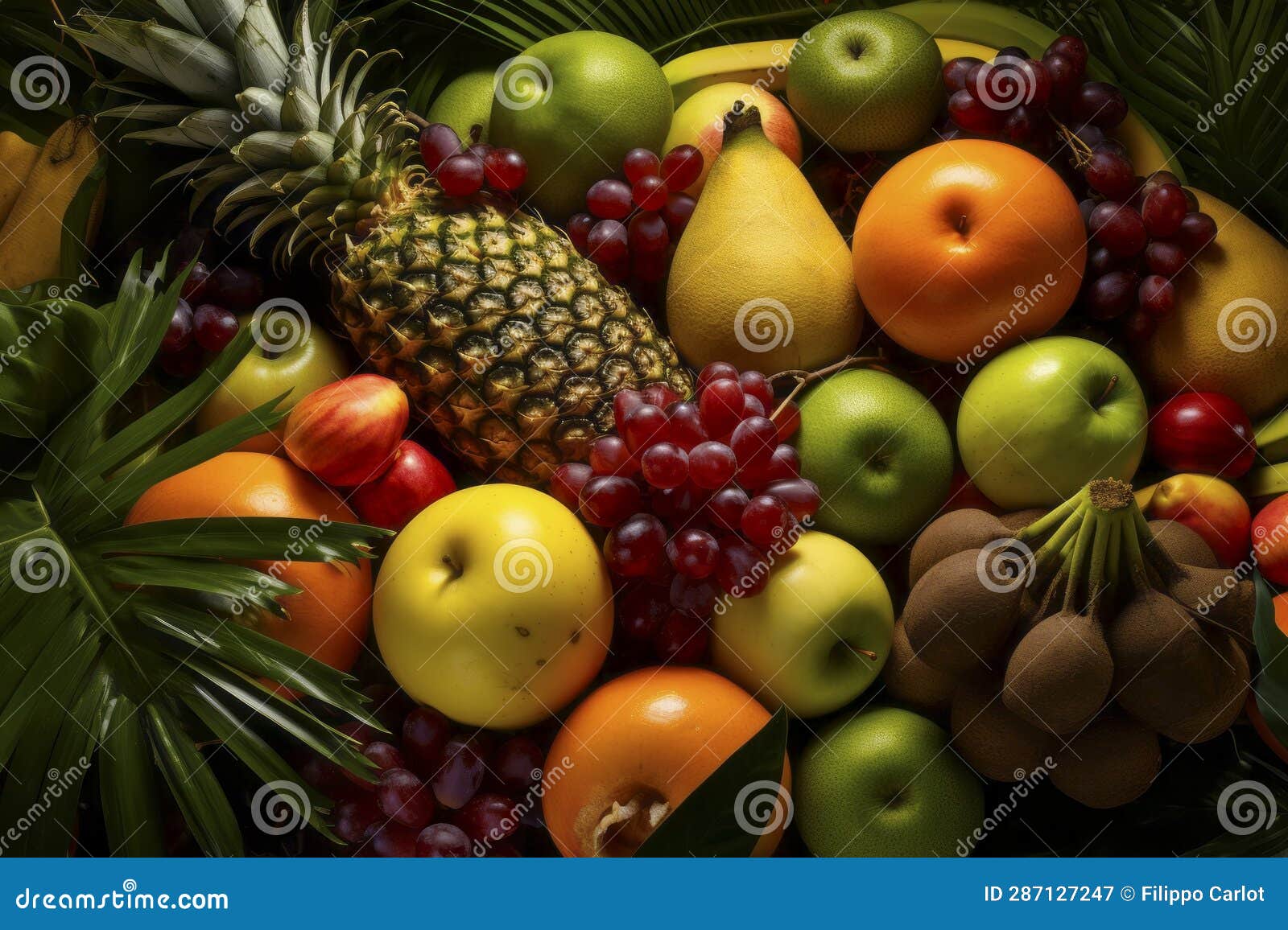 Exotic Fruit Medley Display Stock Illustration - Illustration of ...