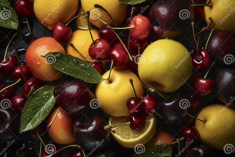 Exotic Fruit Medley Display Stock Illustration - Illustration of ...