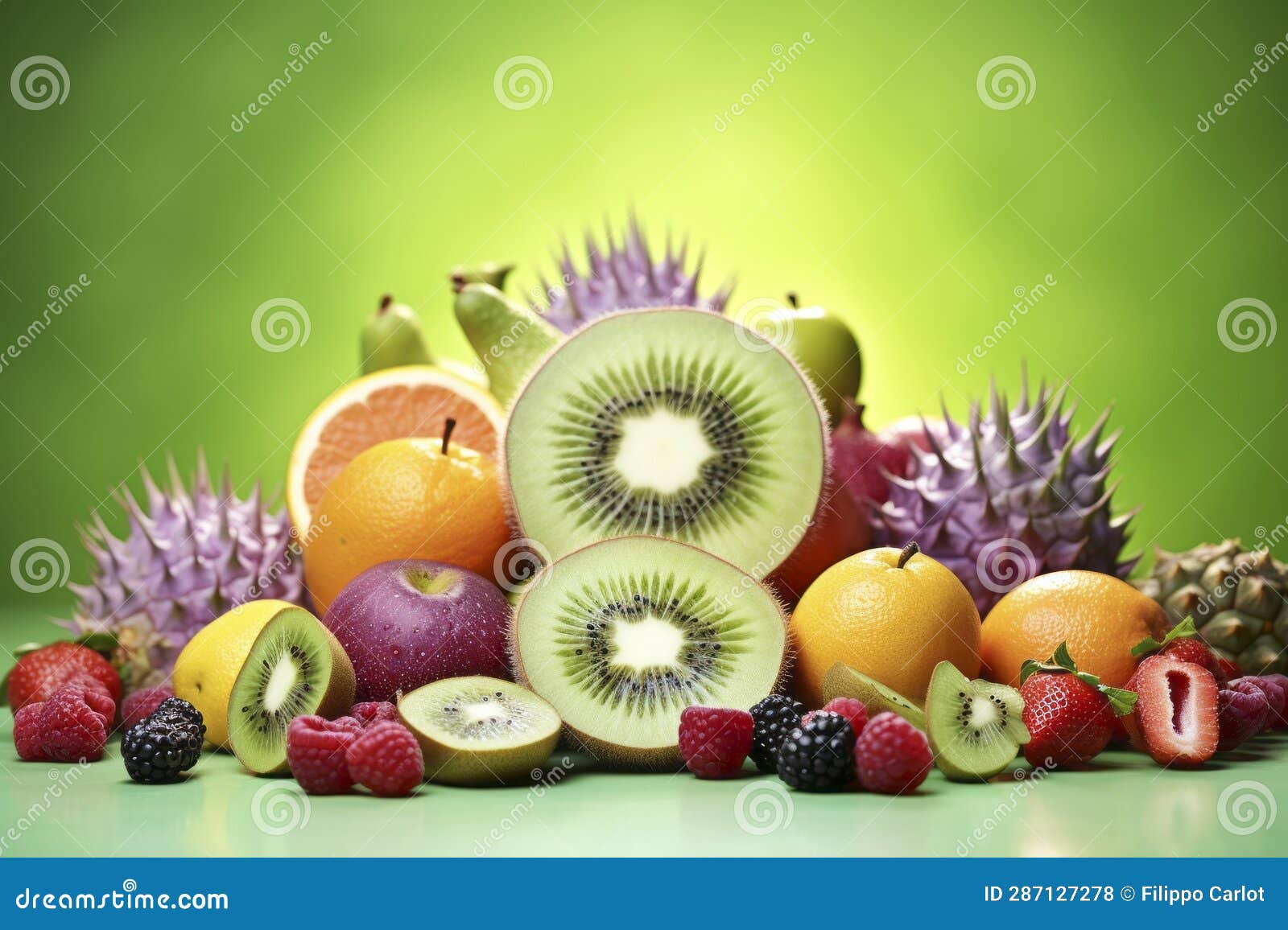 Exotic Fruit Medley Display Stock Illustration - Illustration of ...